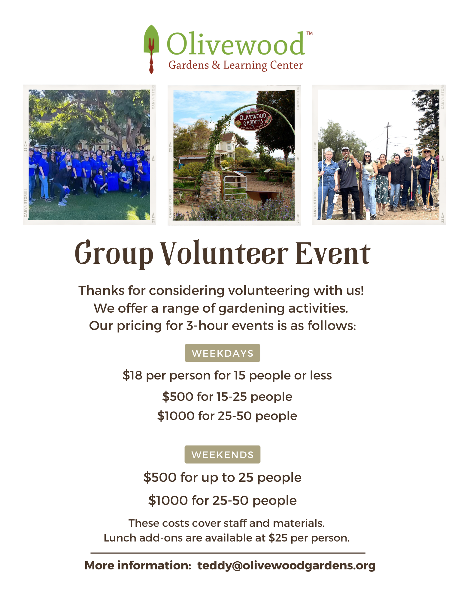 Group Volunteer Event - Olivewood Gardens
